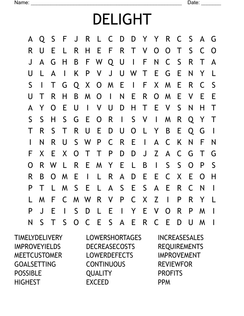 DELIGHT Word Search WordMint