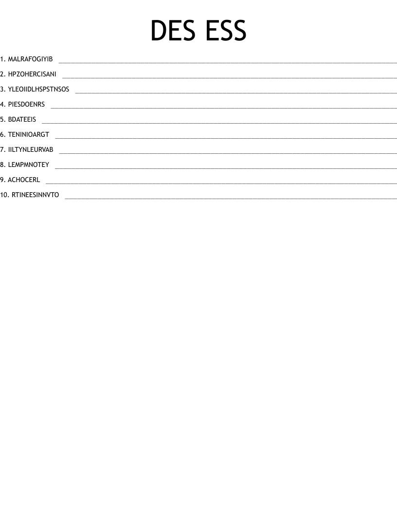 DES ESS Word Scramble - WordMint