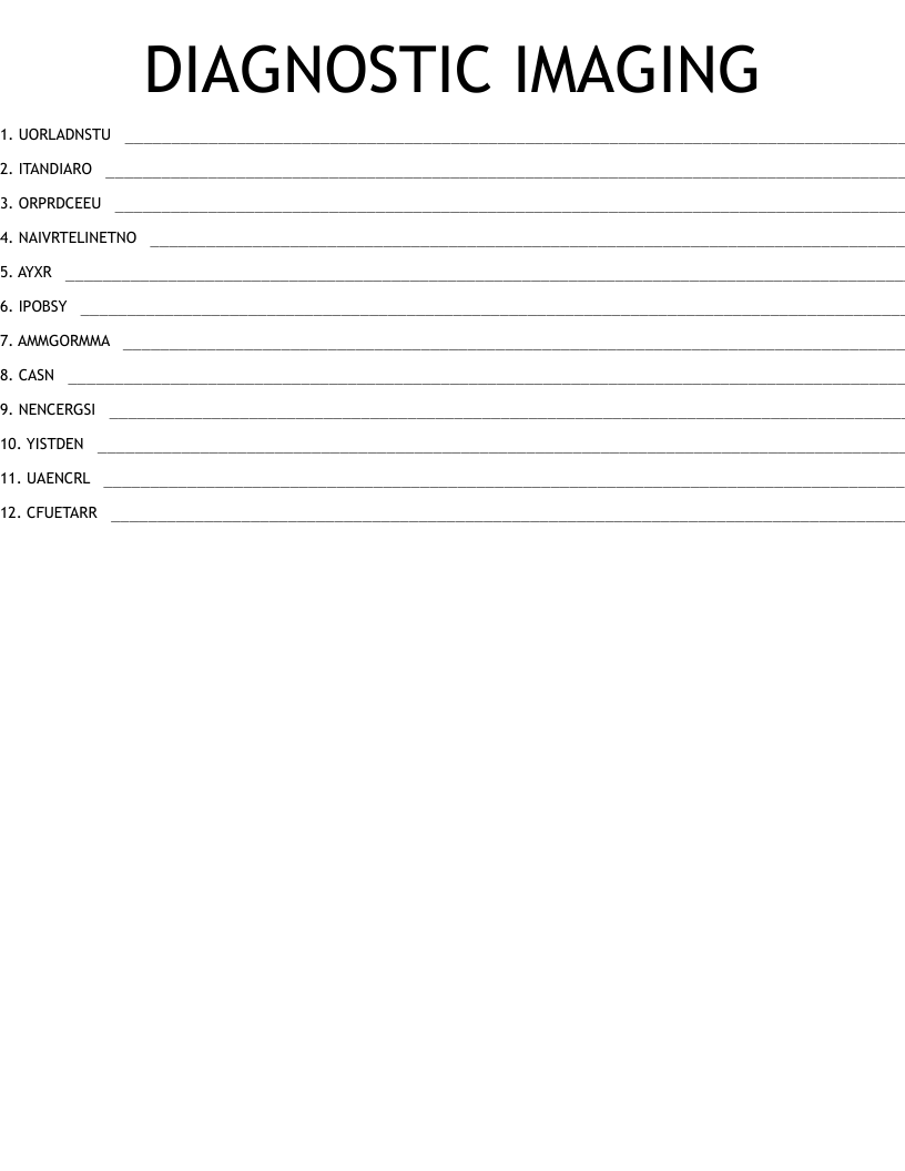 DIAGNOSTIC IMAGING Word Scramble - WordMint
