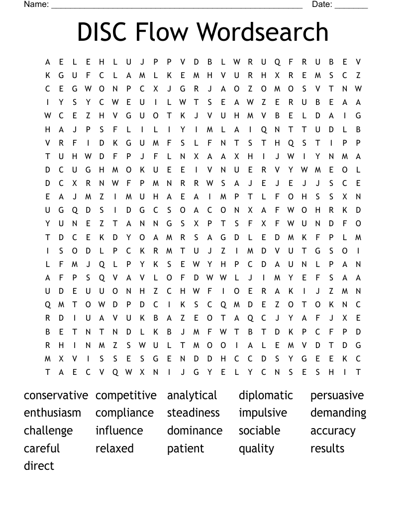 DISC Flow Wordsearch - WordMint