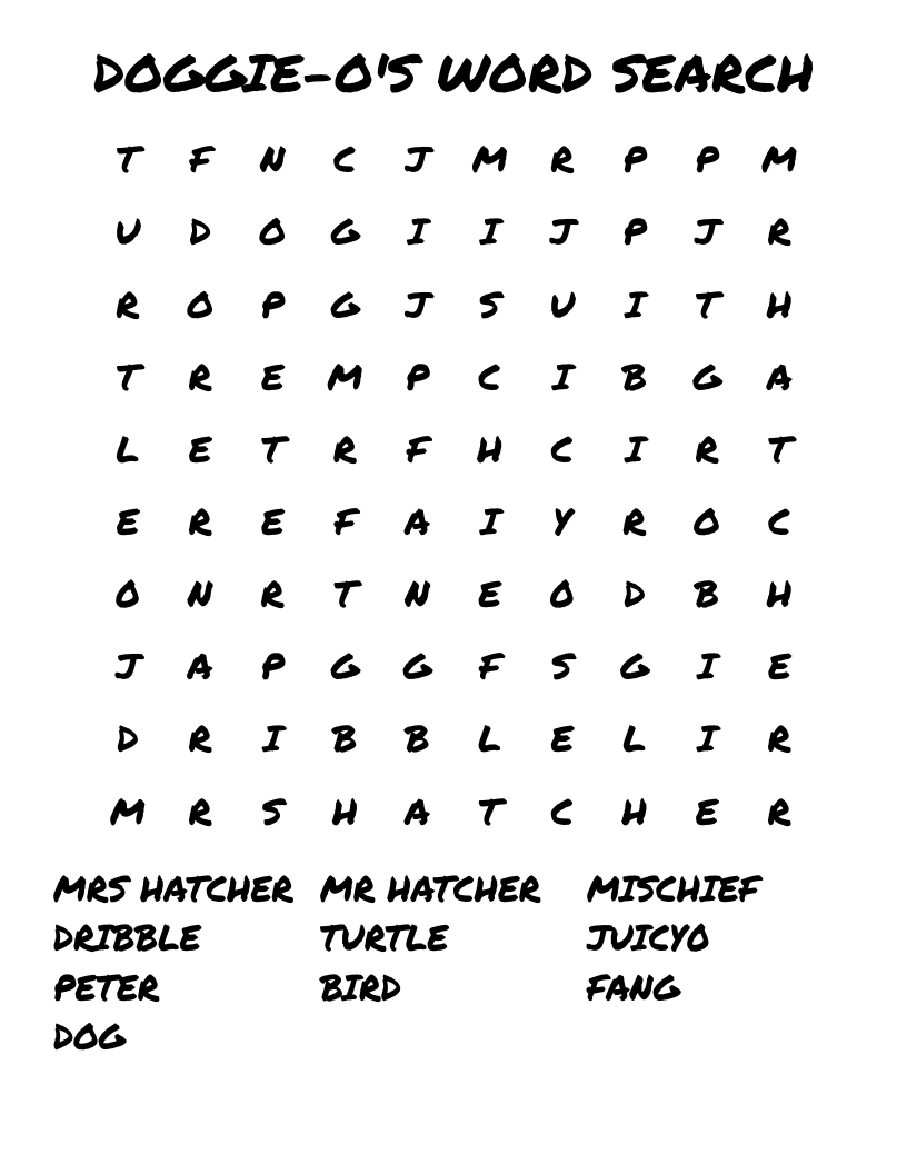 DOGGIE-O'S WORD SEARCH - WordMint