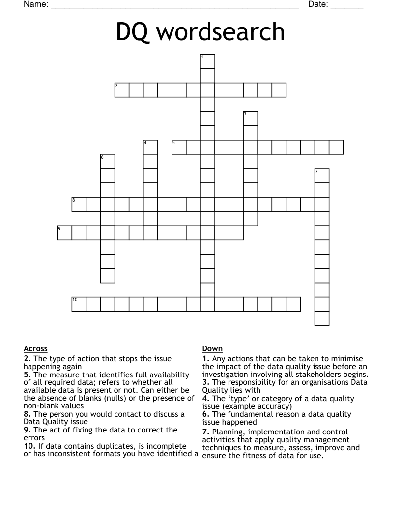 DQ wordsearch Crossword - WordMint