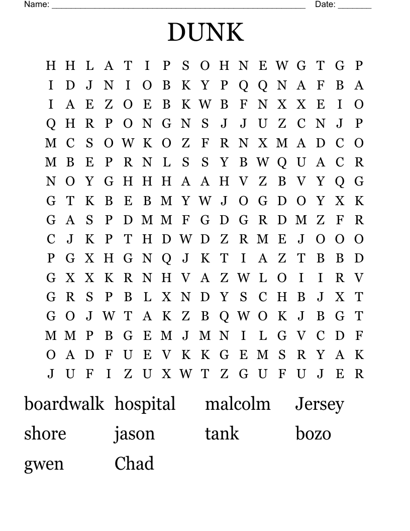 DUNK Word Search - WordMint