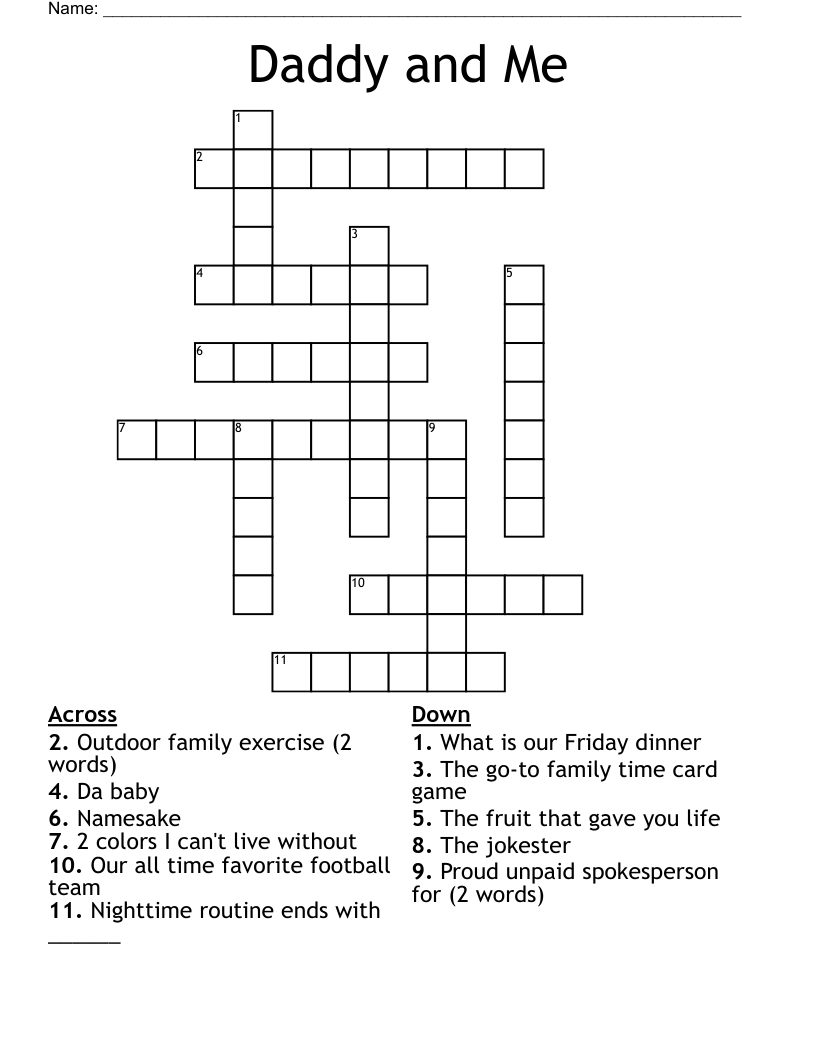 Daddy And Me Crossword Wordmint