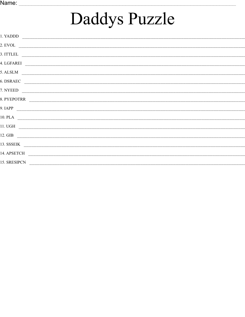 Daddys Puzzle Word Scramble - WordMint