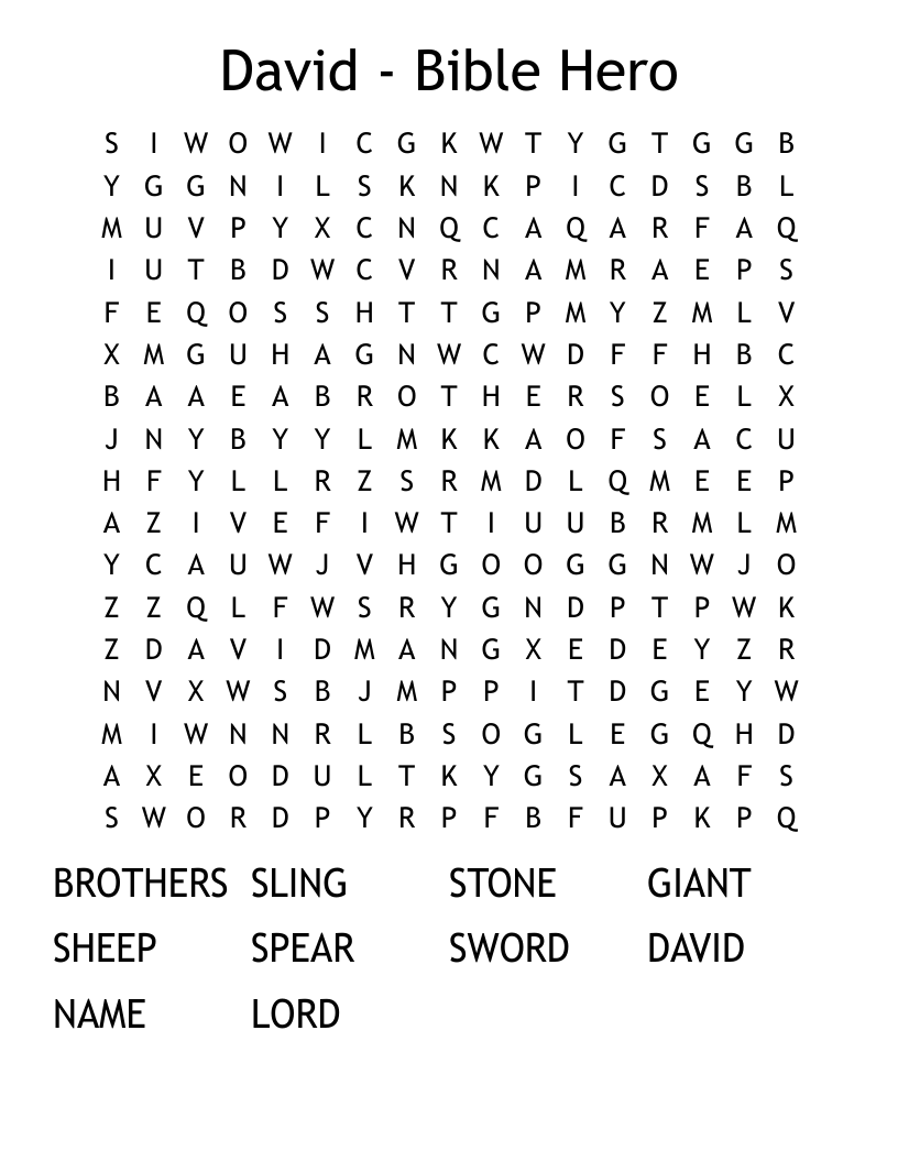 David - Bible Hero Word Search - WordMint