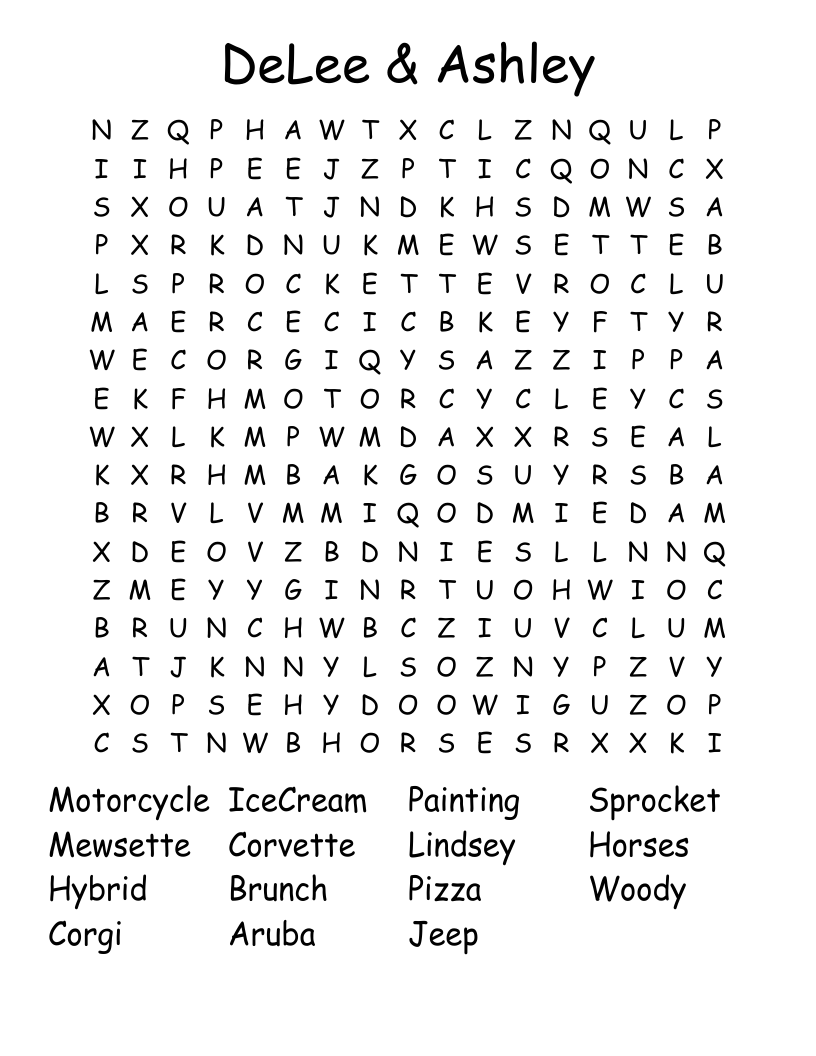 DeLee & Ashley Word Search - WordMint