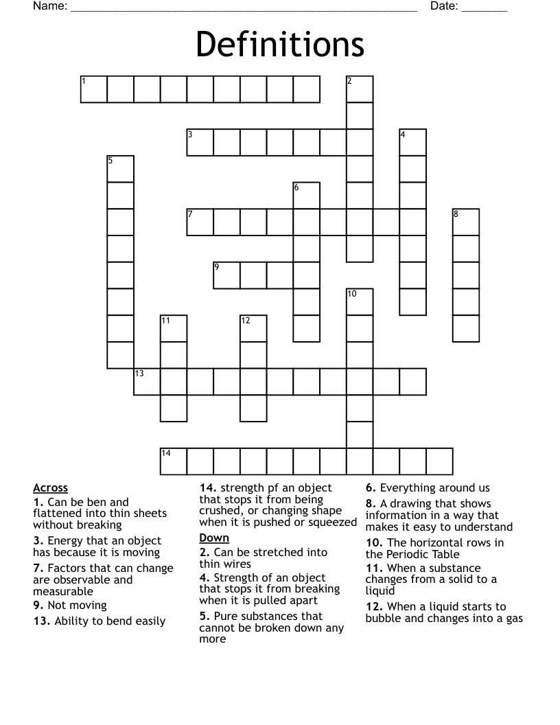 Definitions Crossword - WordMint