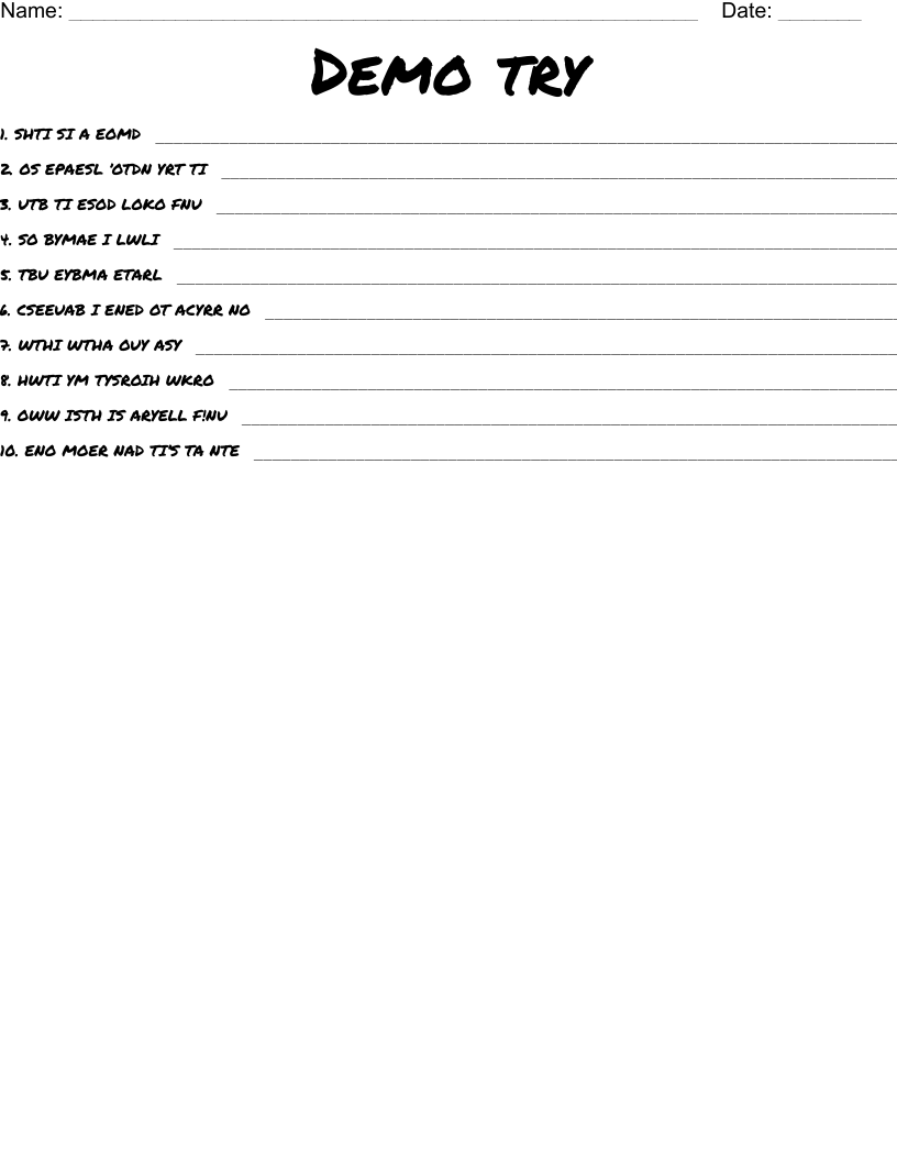 Demo try Word Scramble - WordMint