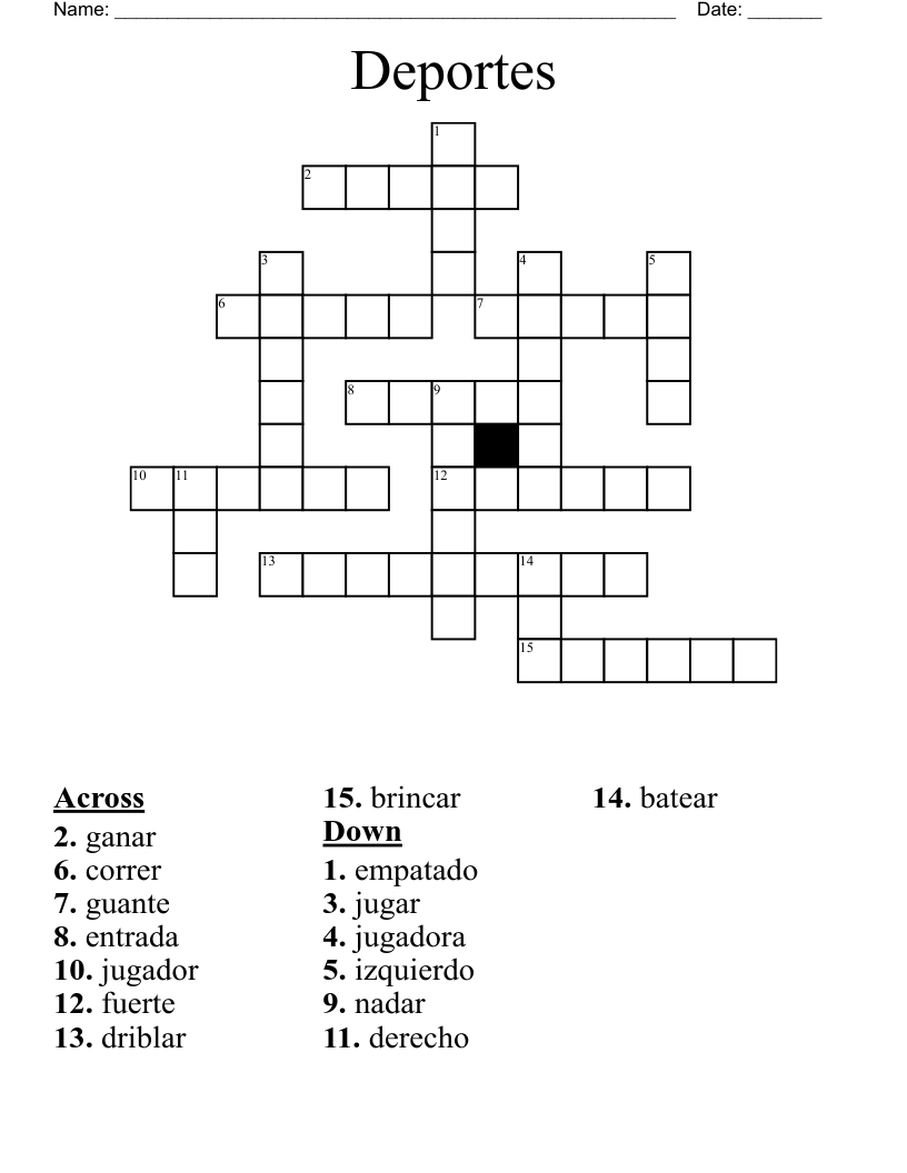 Deportes Crossword - WordMint