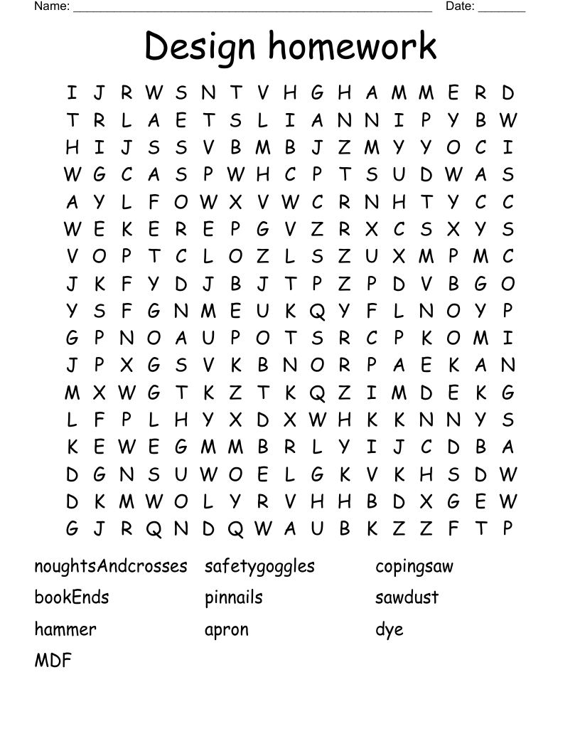 Design homework Word Search - WordMint