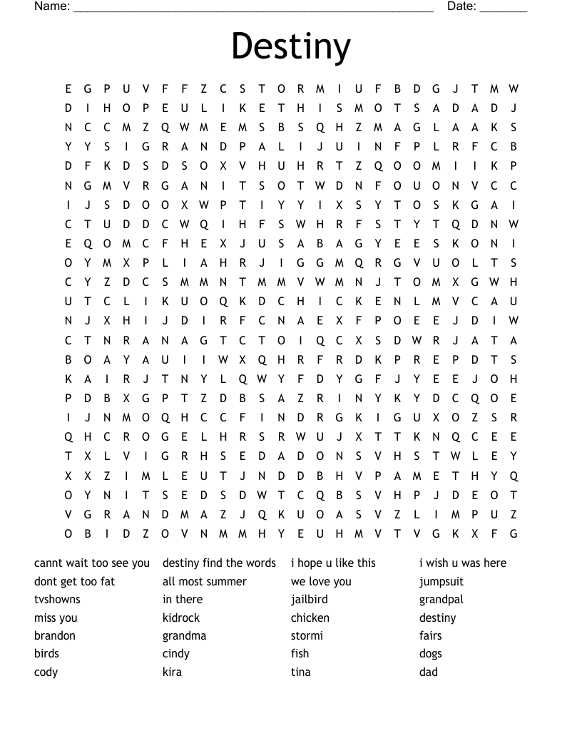 Destiny Word Search - WordMint