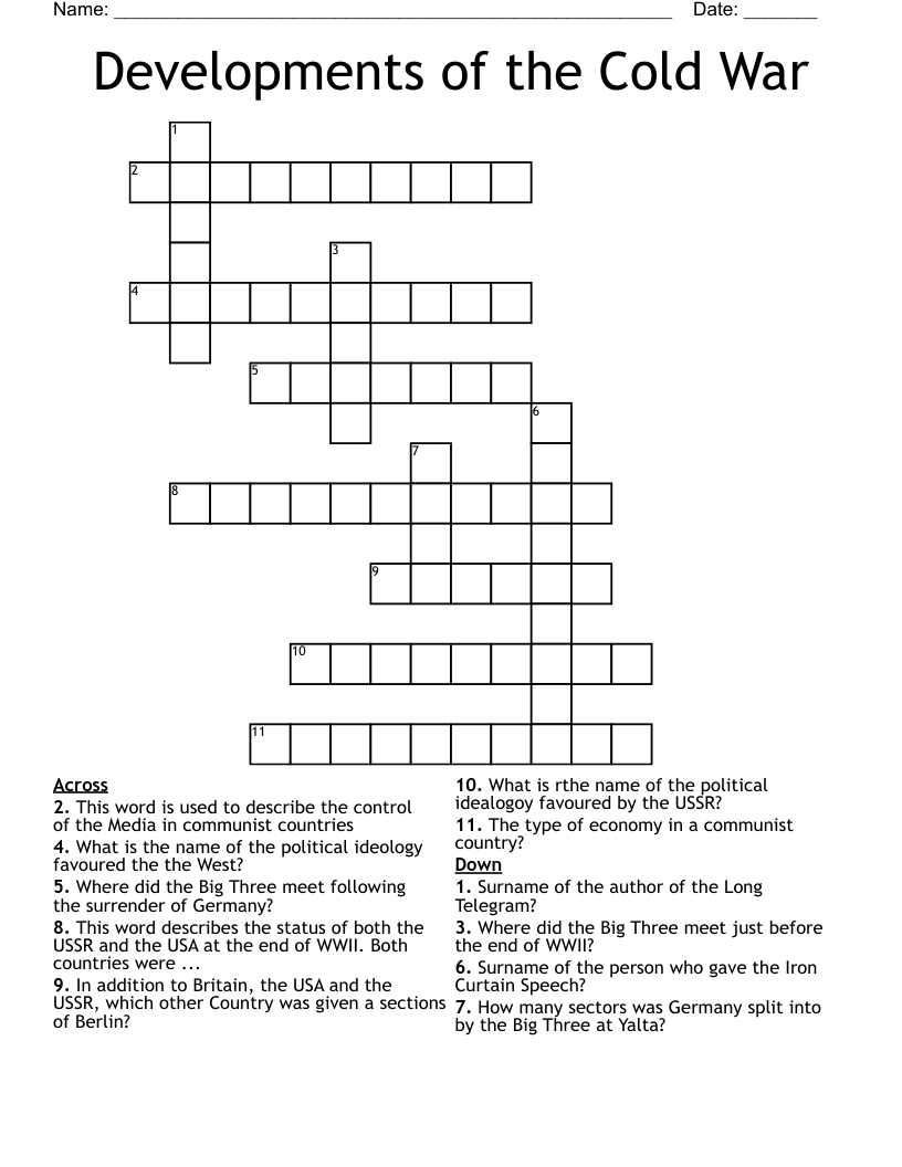 Developments of the Cold War Crossword - WordMint