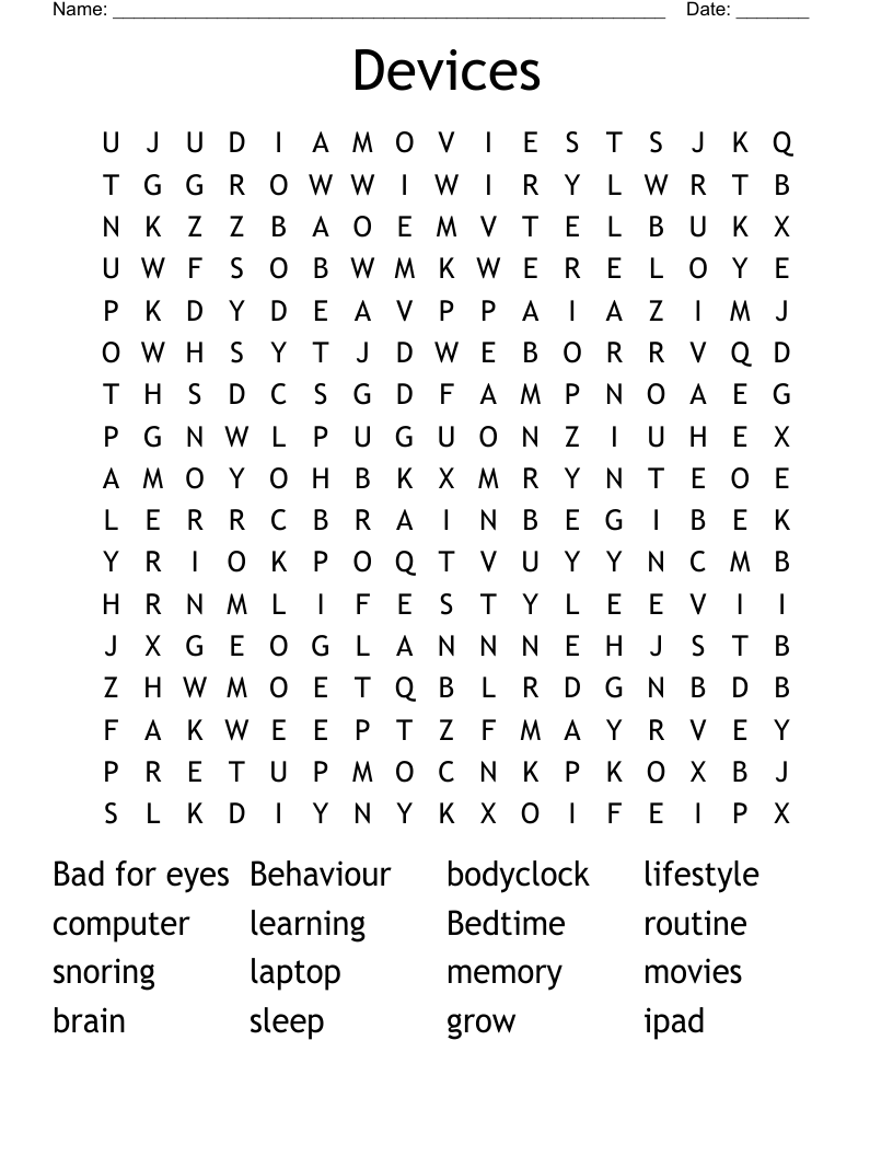 Devices Word Search - WordMint