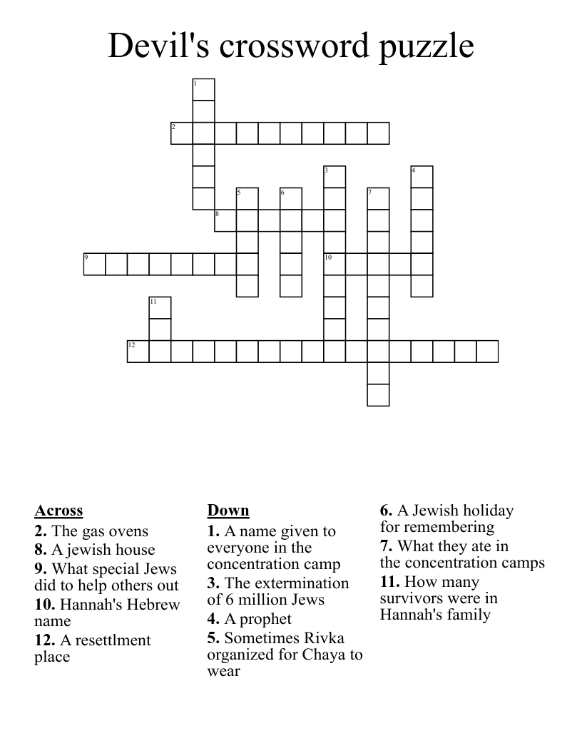 Devil s Crossword Puzzle WordMint Devil s Crossword Puzzle WordMint