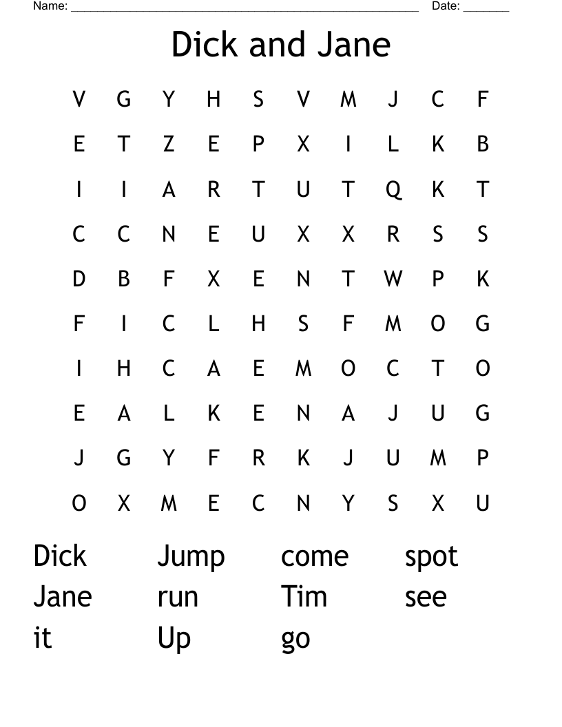Dick and Jane Word Search - WordMint