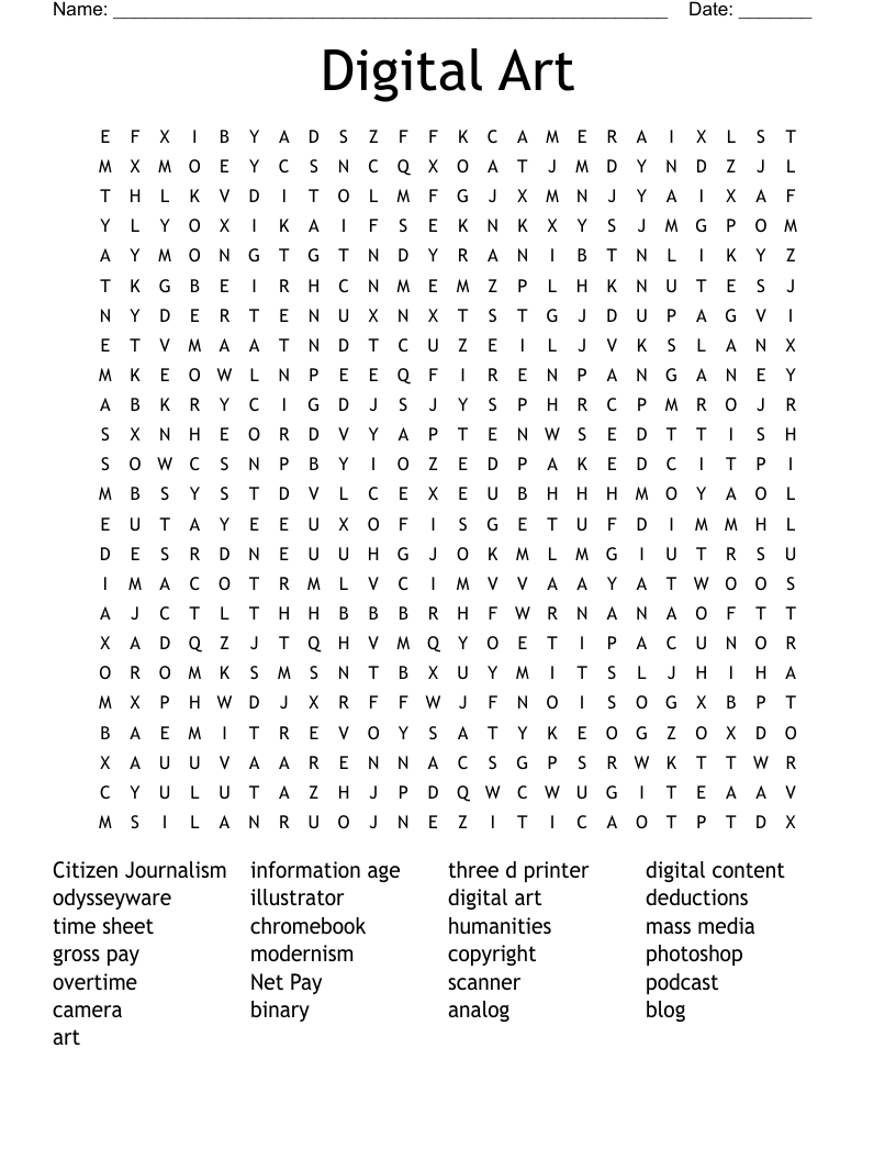 Digital Art Word Search WordMint