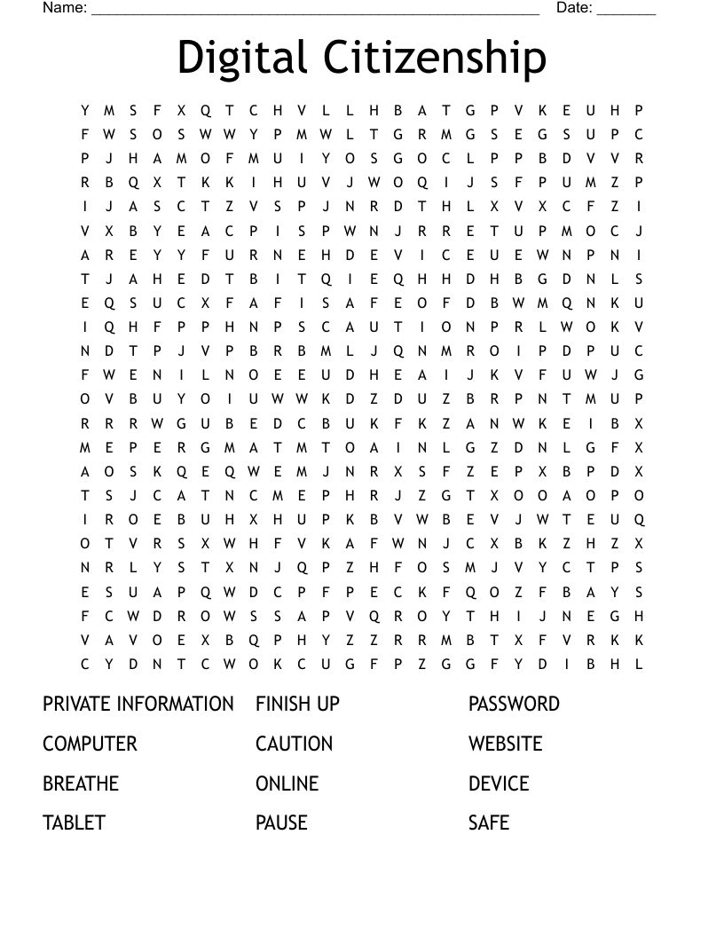Digital Citizenship Word Search - WordMint