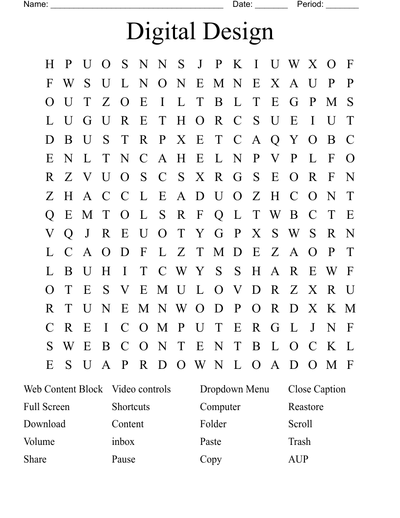 Digital Design Word Search - WordMint
