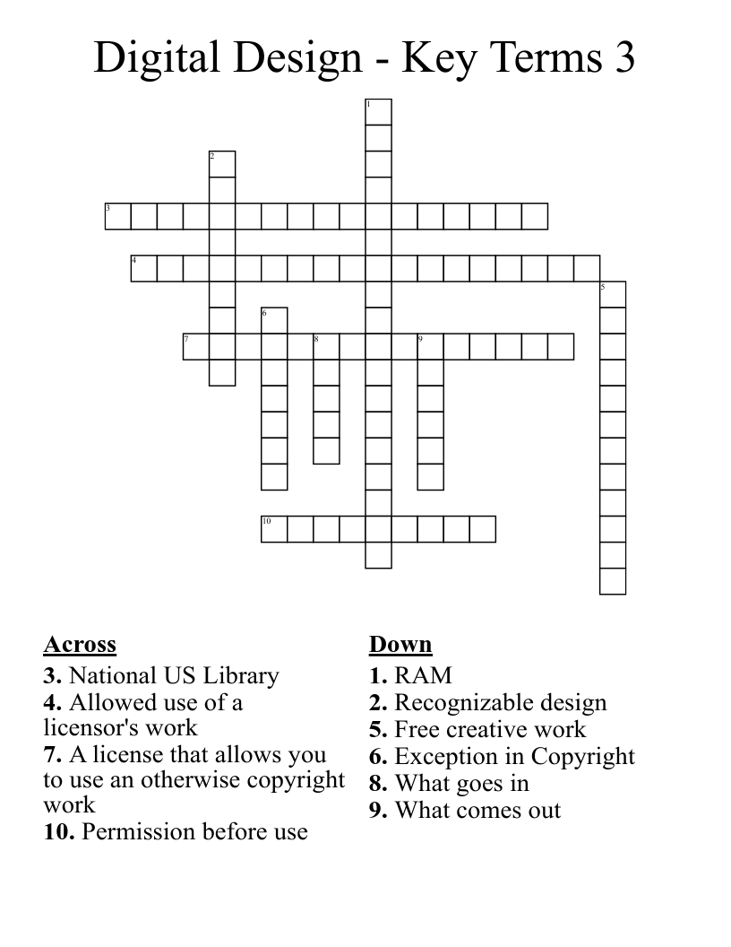 Digital Design - Key Terms 3 Crossword - WordMint