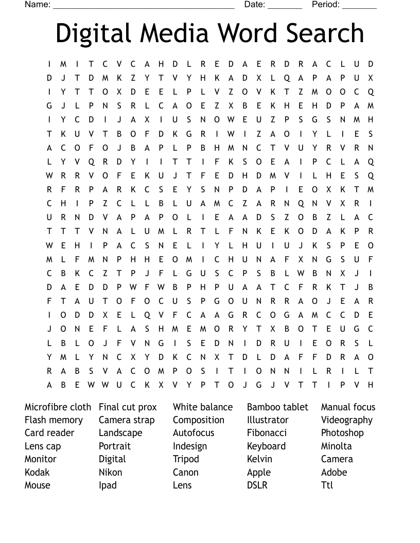 Digital Media Word Search WordMint