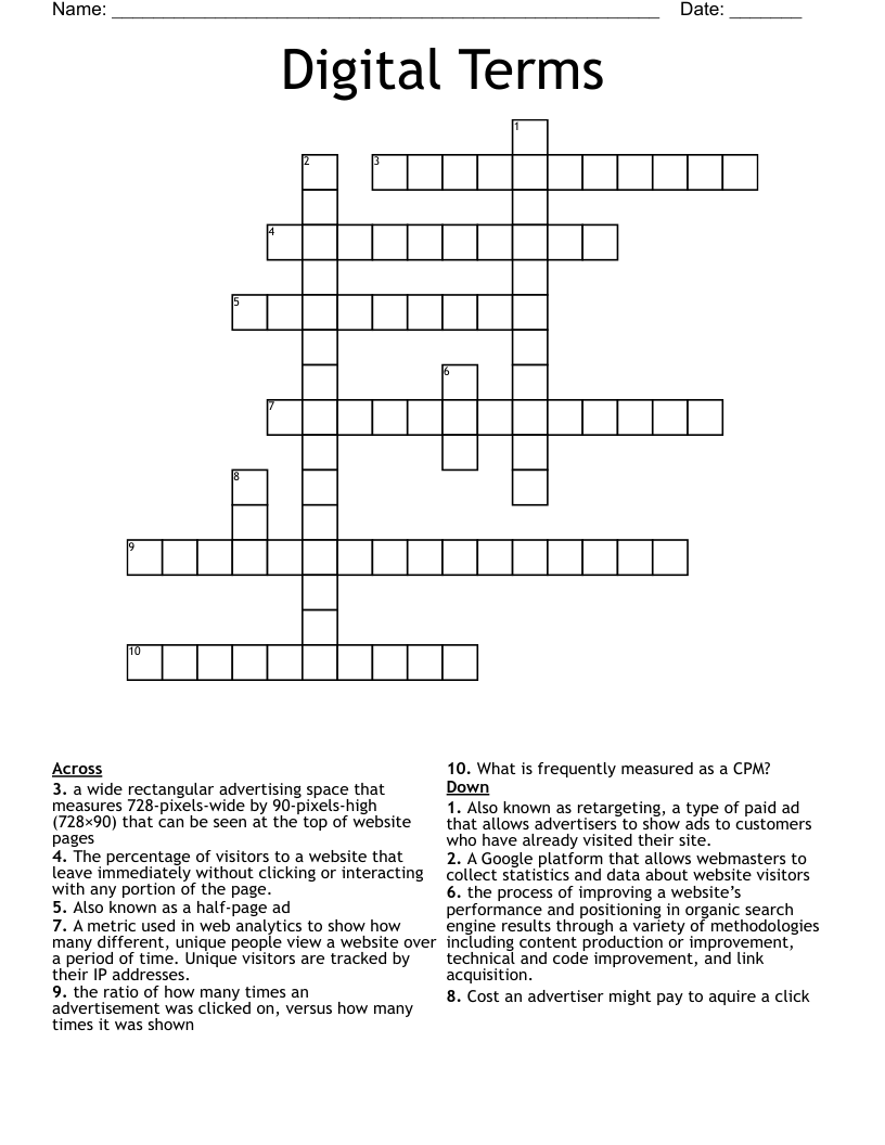 Digital Terms Crossword - WordMint