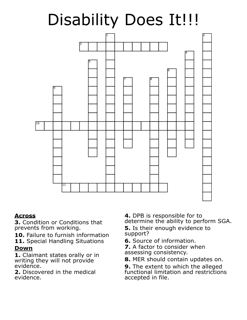 Disability Does It!!! Crossword - WordMint