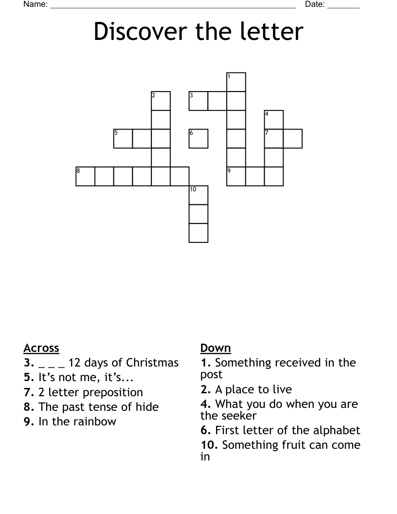 Discover the letter Crossword - WordMint