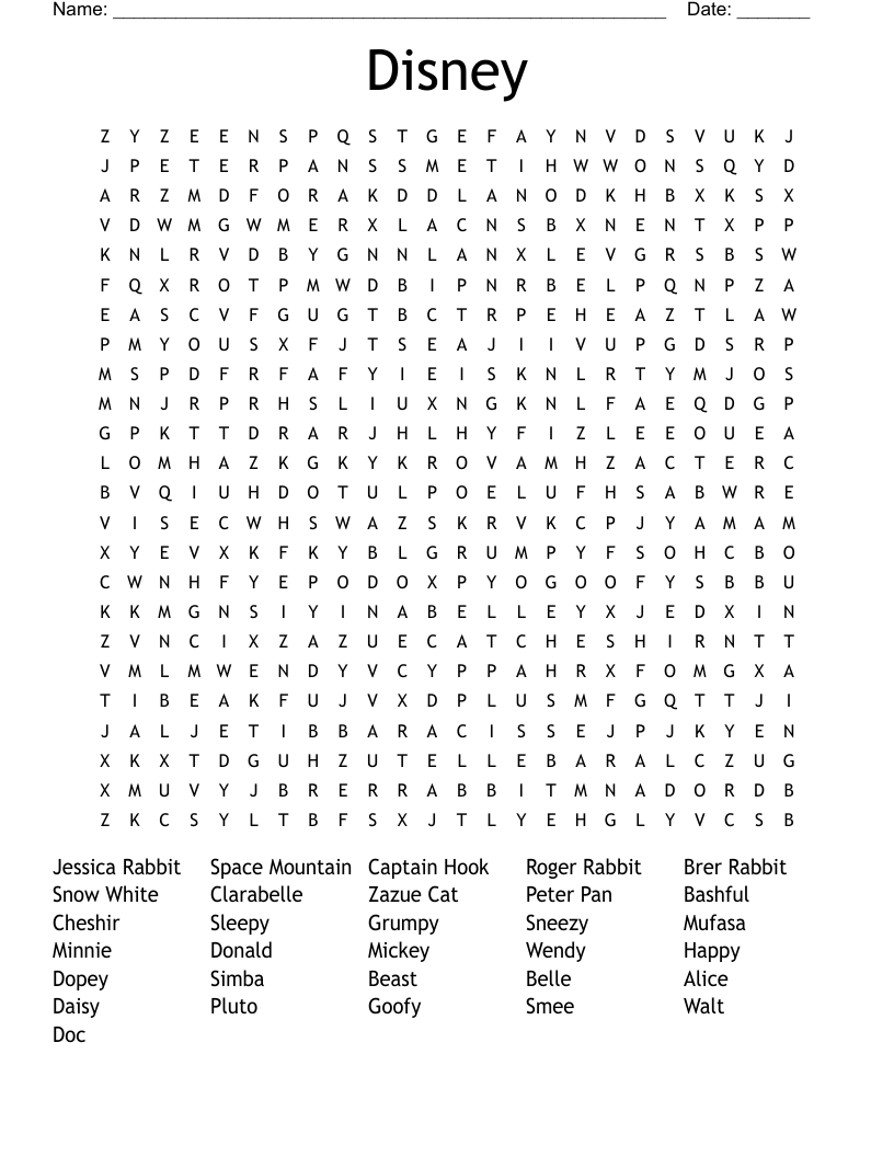 Disney Word Search WordMint