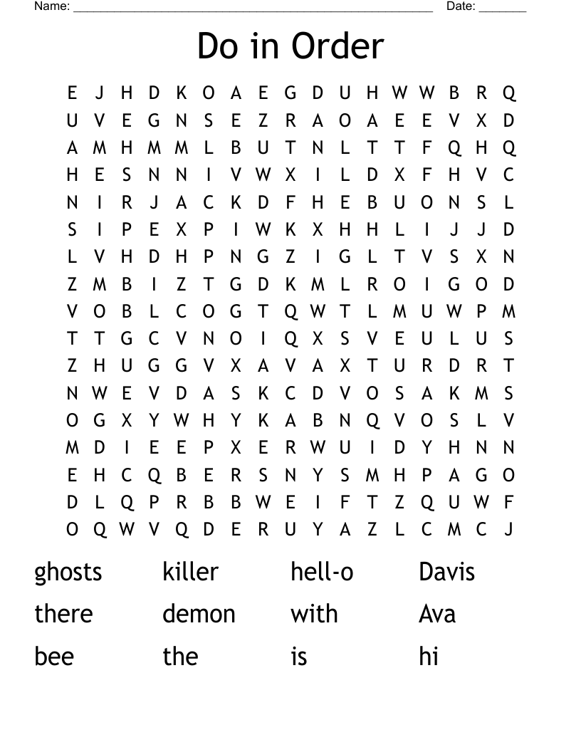 Do in Order Word Search - WordMint