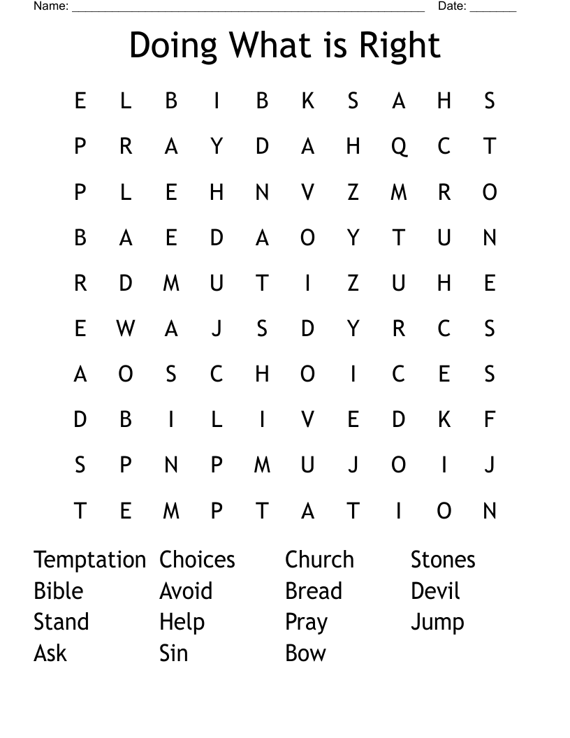 Doing What Is Right Word Search WordMint