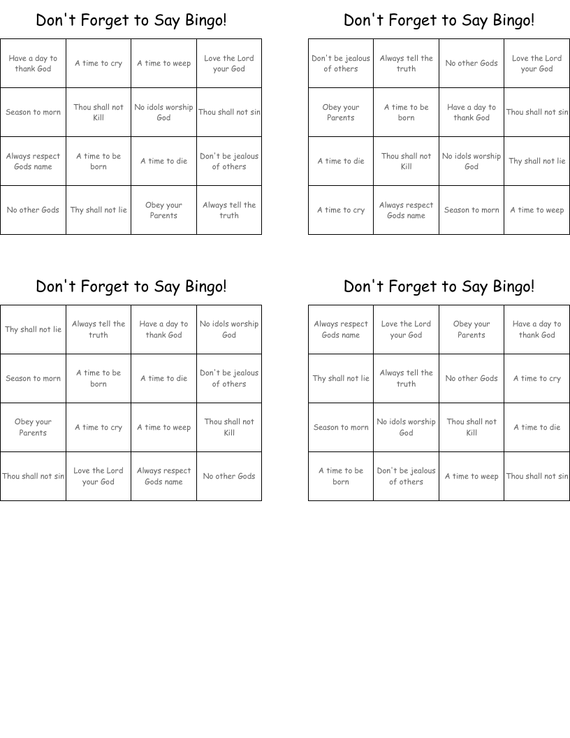 Don't Forget to Say Bingo - WordMint