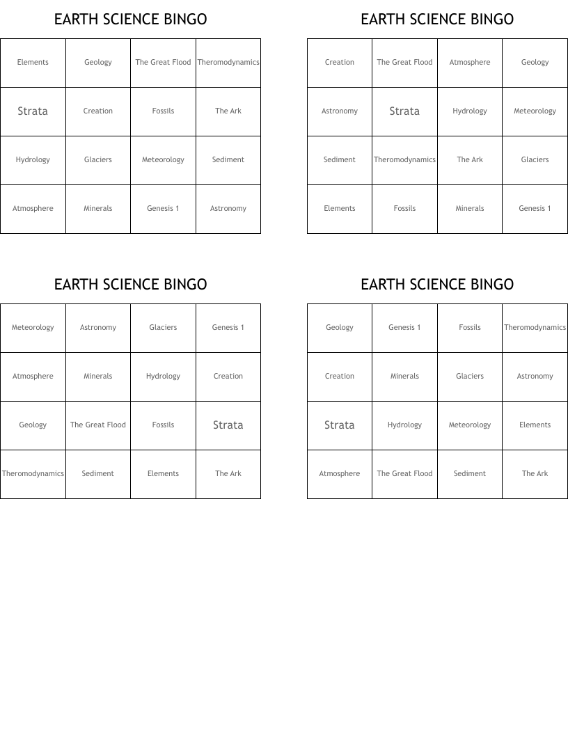 EARTH SCIENCE BINGO - WordMint