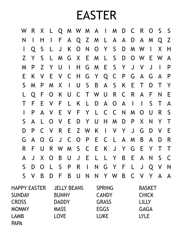 EASTER Word Search - WordMint