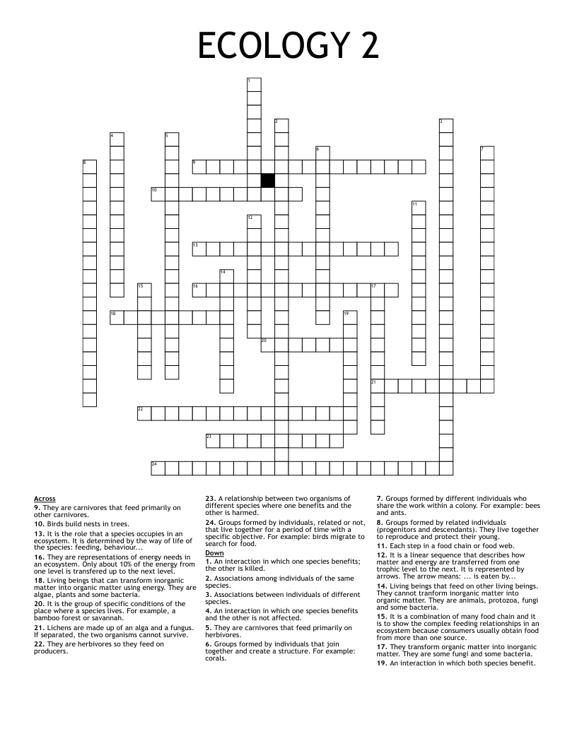 ECOLOGY 2 Crossword - WordMint