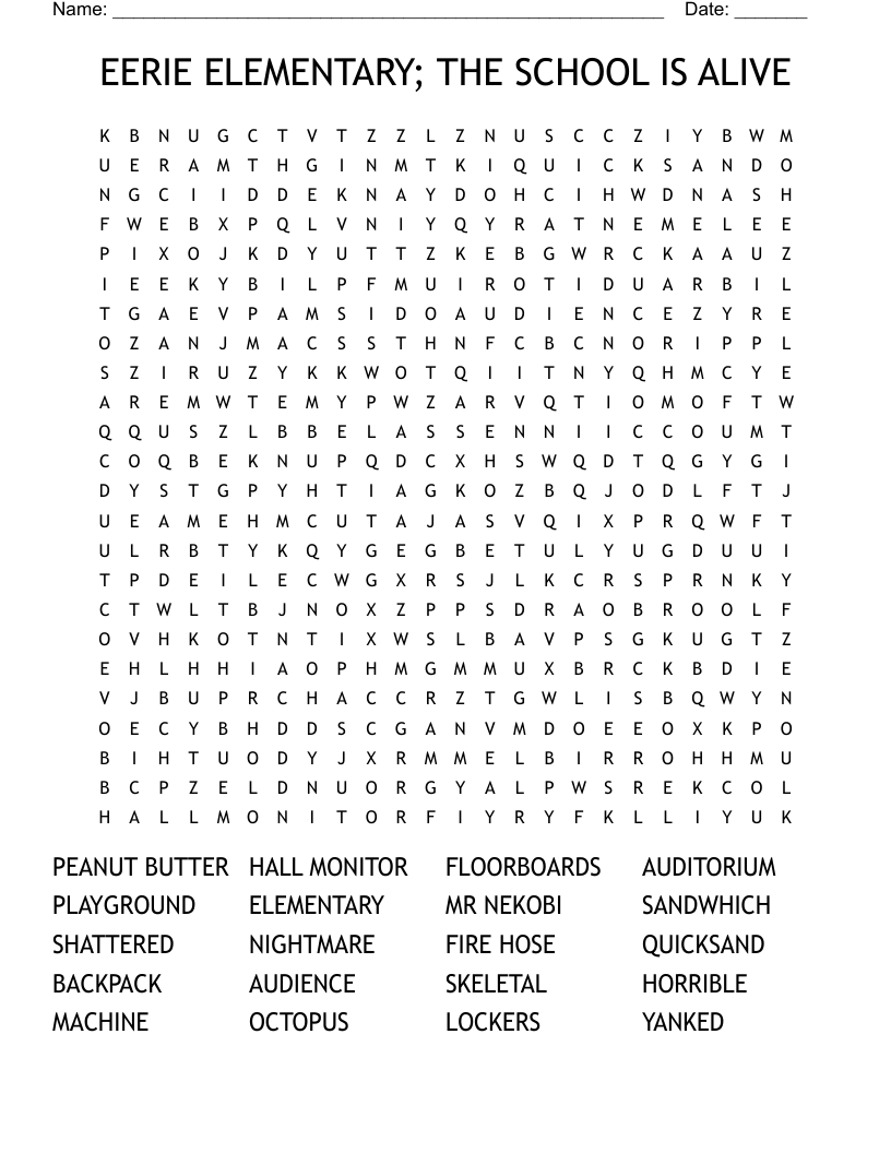 Eerie Elementary Word Search WordMint