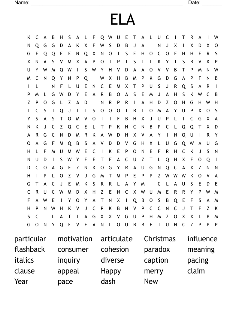 ELA Word Search WordMint
