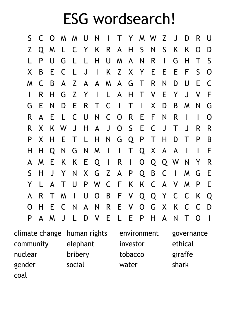 ESG wordsearch! - WordMint