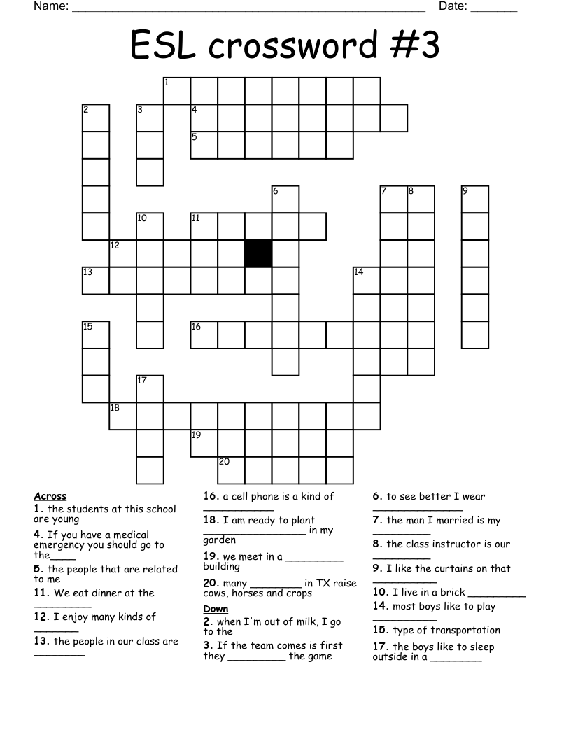 ESL crossword #3 - WordMint