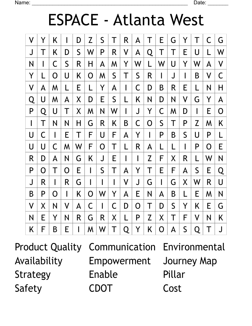 ESPACE - Atlanta West Word Search - WordMint