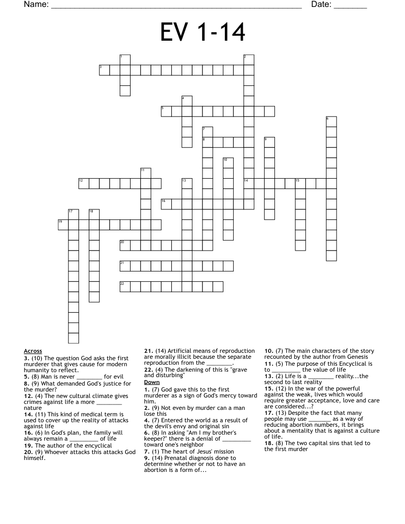 EV 1-14 Crossword - WordMint