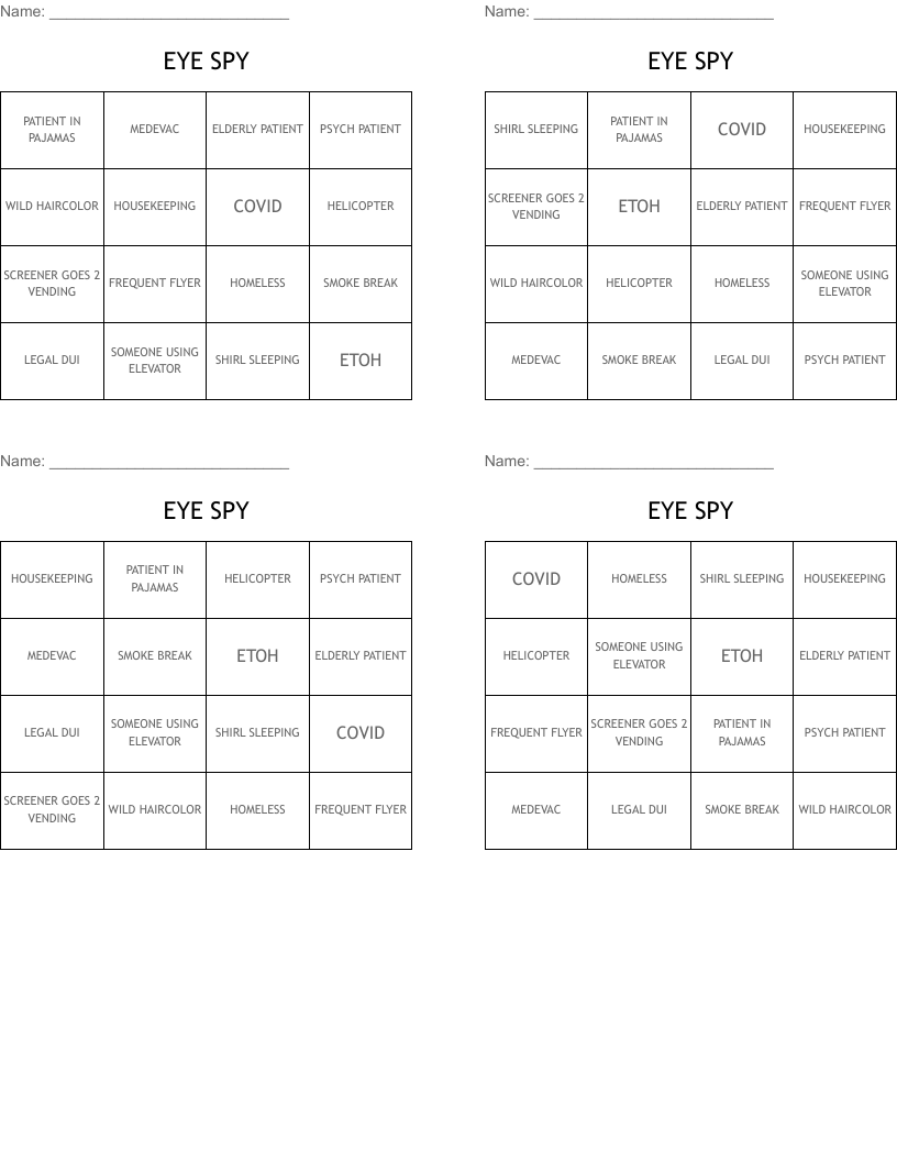 EYE SPY Bingo Cards - WordMint
