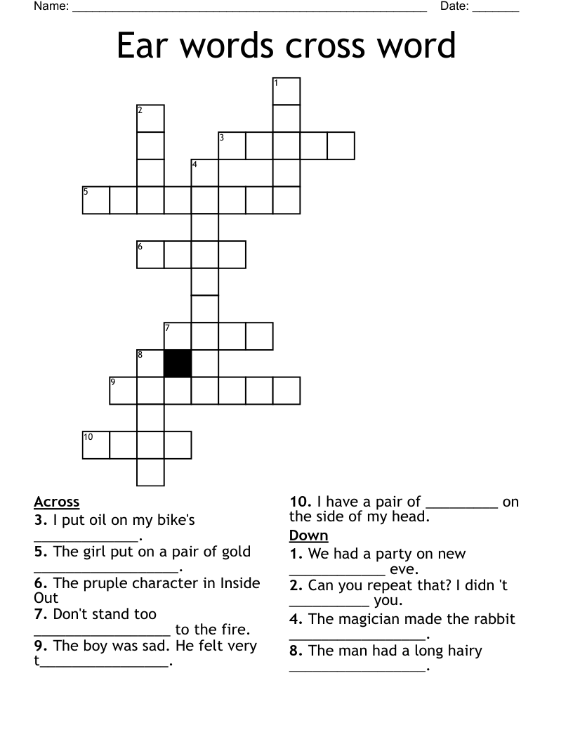 Ear words cross word - WordMint