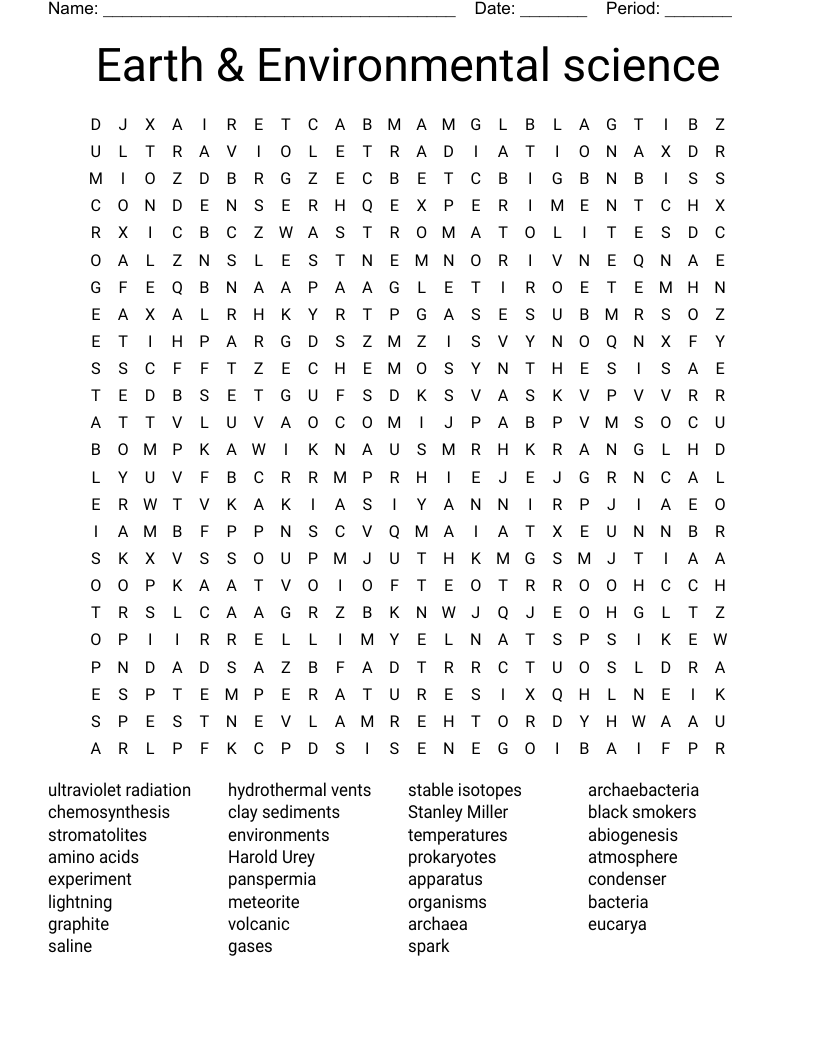 Earth Environmental Science Word Search WordMint
