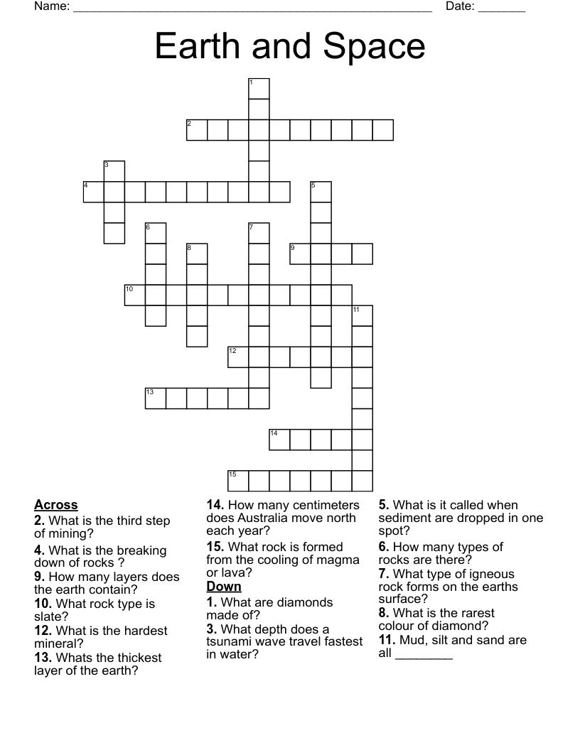 Earth and Space Crossword - WordMint