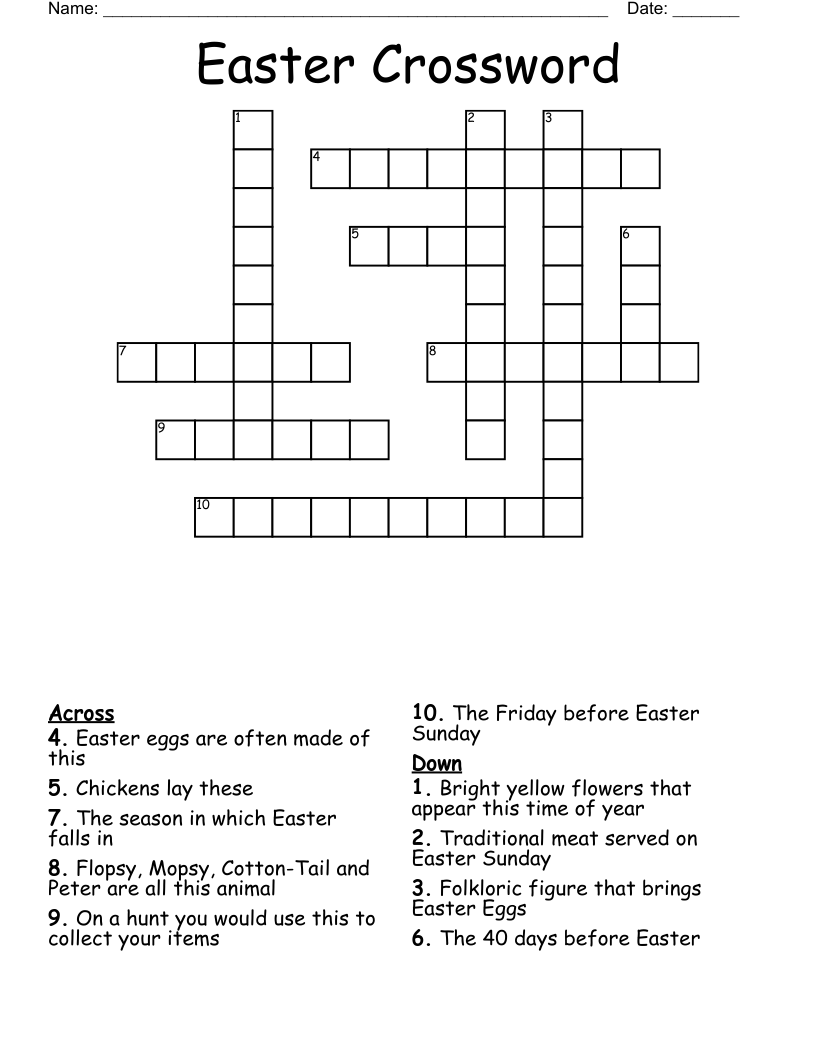 Easter Crossword - WordMint