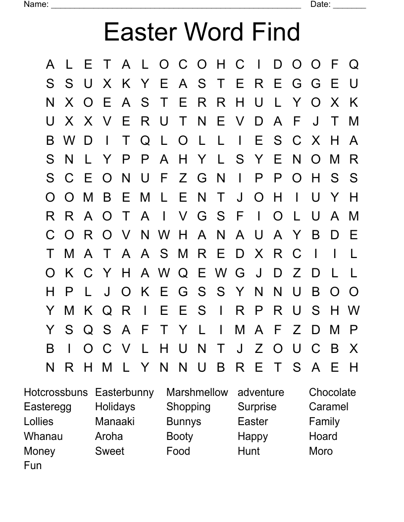 Easter Word Find Word Search WordMint