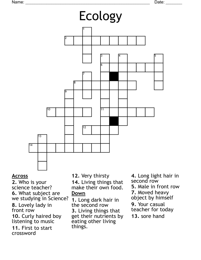 Ecology Crossword - WordMint