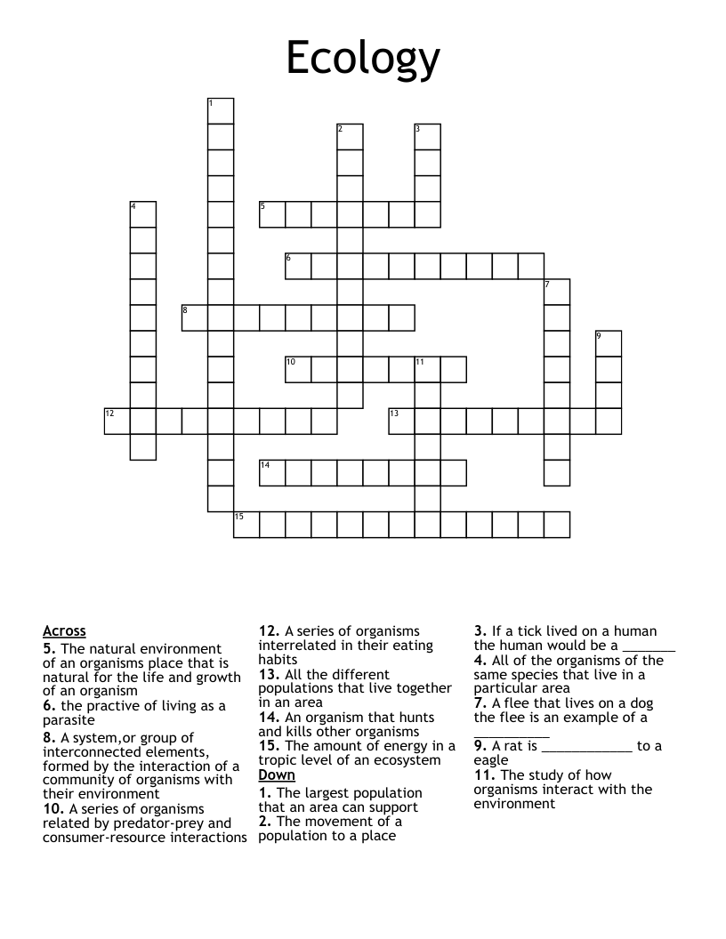 Ecology Crossword - WordMint