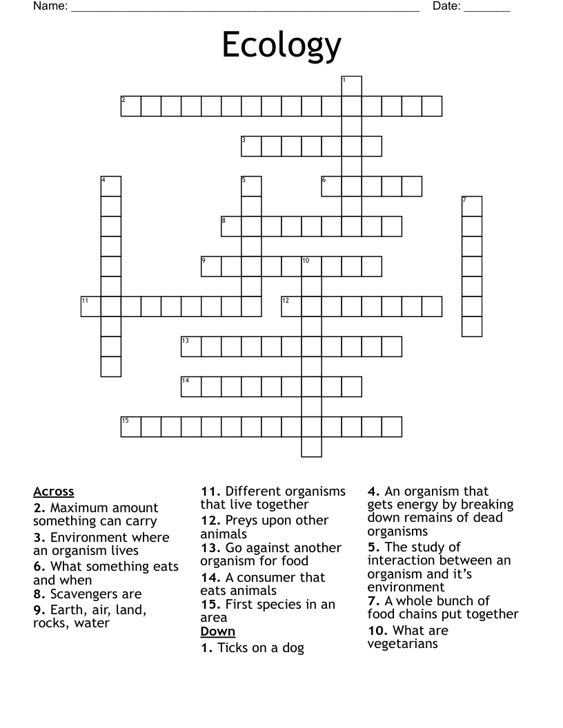 Ecology Crossword - WordMint